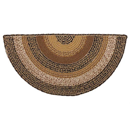 VHC Brands Kettle Grove Half Circle Jute Rug 16.5x33 Country Braided Flooring, Caramel Brown