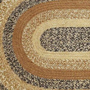 VHC Brands Kettle Grove Half Circle Jute Rug 16.5x33 Country Braided Flooring, Caramel Brown