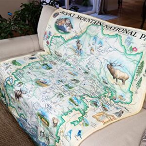 Rocky Mountain National Park Map Fleece Blanket - Hand-Drawn Original Art - Soft, Cozy, and Warm Throw Blanket for Couch - Unique Gift - 58"x 50"