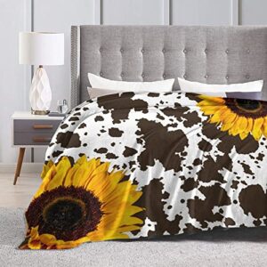 GYUIYTI Cow and Sunflower Throw Blanket - 60x50 Inch Super Soft Cozy Plush Blanket Comfort Blanket Flannel Fleece Blanket for Bed Sofa Living Room Outdoor