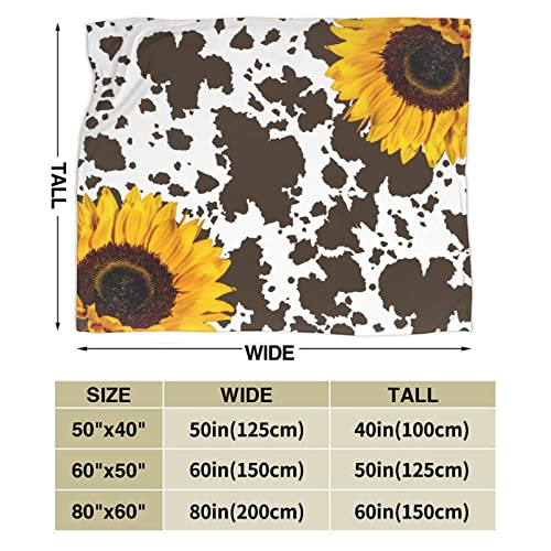 GYUIYTI Cow and Sunflower Throw Blanket - 60x50 Inch Super Soft Cozy Plush Blanket Comfort Blanket Flannel Fleece Blanket for Bed Sofa Living Room Outdoor