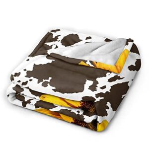 GYUIYTI Cow and Sunflower Throw Blanket - 60x50 Inch Super Soft Cozy Plush Blanket Comfort Blanket Flannel Fleece Blanket for Bed Sofa Living Room Outdoor