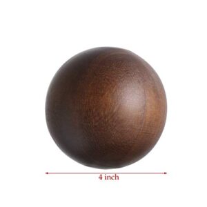 3PCs Set 4" Diameter Natural Round Wood Hardwood Painted Balls for Christmas Decorative Bowls - Farmhouse Home Orbs/Balls/Sphere Decanter Stopper Ball