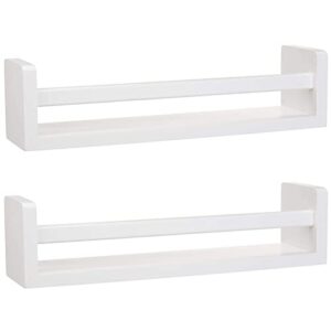 tesmula gt2-zj set of 2 nursery room wood floating wall shelves wall decor, bookshelf, and toy organizer white