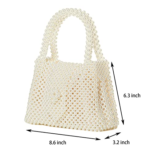 Grandxii Handmade Womens Pearl Tote Bags Handbag Elegant Purses Evening Clutch Wedding Party Travel Bag