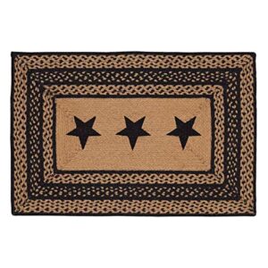 vhc brands farmhouse jute rectangular rug with stencil stars 24×36 country braided flooring, country black and tan