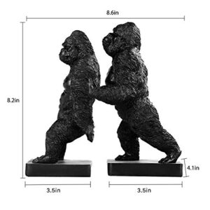 Set of 2 Polyresin Kingkong Bookend,Art bookend, Homedecor for Kids, Birthday Gift (Black)