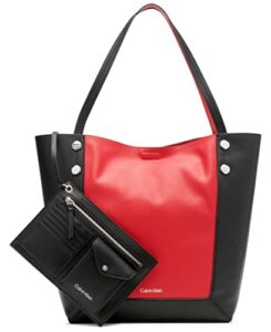 calvin klein quinn north/south tote, poppy/black