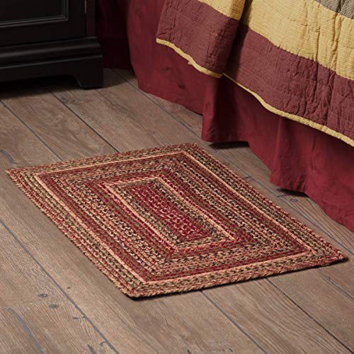 VHC Brands Cider Mill Jute Rectangular Rug 20x30 Country Braided Flooring, Burgundy