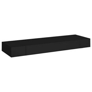 vidaxl floating wall shelf with drawer home bedroom living room office furniture hanging wall storage display shelf wall rack ledges black 31.5″