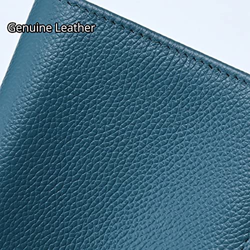 Bveyzi Ultra Slim Small Leather Women Wallet Rfid Blocking Tiny Thin Bifold Pocket Ladies Purse(Lake Blue)