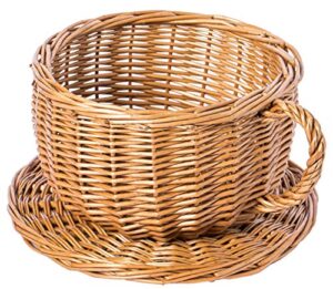 wicker saucer coffee mug cup decorative gift basket desk organizer