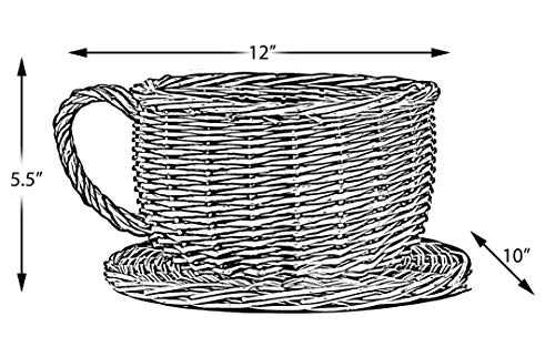 Wicker Saucer Coffee Mug Cup Decorative Gift Basket Desk Organizer