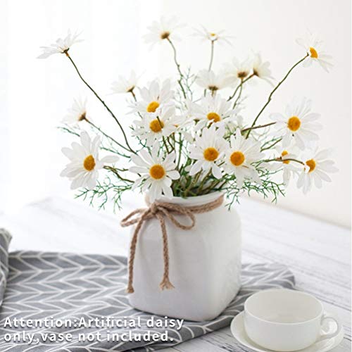 AmyHomie Artificial Flowers,10 pcs Silk Daisy, Artificial Gerber Daisy for Home Decoration, Fake Wildflowers Spring Flowers for Wedding Decoration(Milk White)