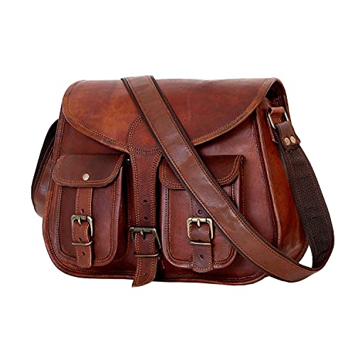 Ruzioon Goat Leather Crossbody Purse Women Shoulder Bag Satchel Ladies Travel Purse Genuine Leather (brown 2) (vintage tan brown)