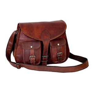 Ruzioon Goat Leather Crossbody Purse Women Shoulder Bag Satchel Ladies Travel Purse Genuine Leather (brown 2) (vintage tan brown)