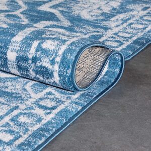 Well Woven Della Light Blue Vintage Medallion Pattern Area Rug (7'10" x 9'10")