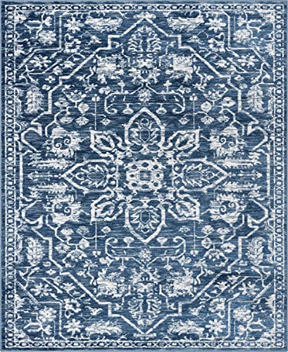 Well Woven Della Light Blue Vintage Medallion Pattern Area Rug (7'10" x 9'10")