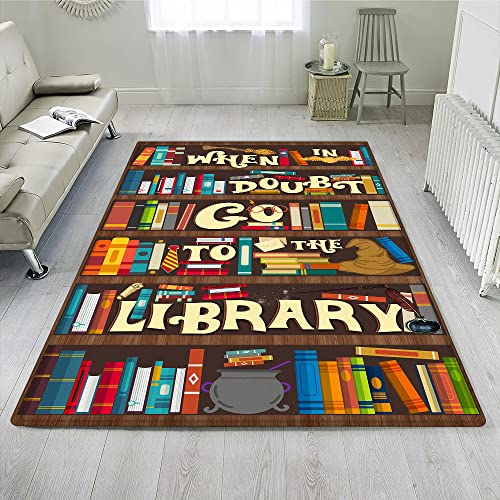 Area Rug Classroom Decor - 5x8 Rug - Teacher Gifts Carpet - Gifts for Book Lovers - Classroom, Living Room, Playroom, Kids, Library Rug - Room Home Decor