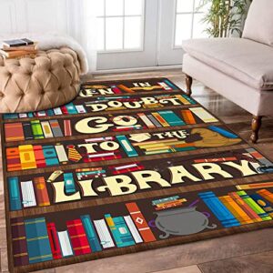 Area Rug Classroom Decor - 5x8 Rug - Teacher Gifts Carpet - Gifts for Book Lovers - Classroom, Living Room, Playroom, Kids, Library Rug - Room Home Decor