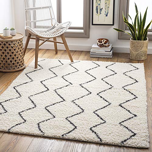 Artistic Weavers Moroccan Soft Kasey Shag Area Rug,5'3" x 7',Cream/Charcoal