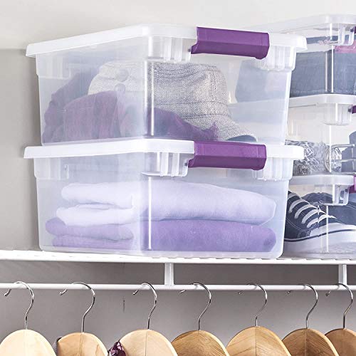 Tribello Clear Plastic Storage Bins with Lids Stackable Storage Bins (15 Quart)