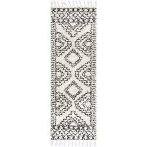 nuLOOM Vasiliki Moroccan Tribal Shag Area Rug, 2' 6" x 6', Off White