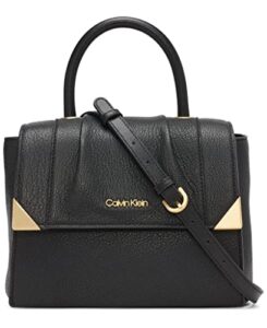 calvin klein fern top handle crossbody, black/gold