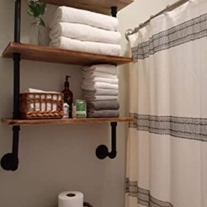 HDDFER Industrial Pipe Bathroom Shelves Shelving with Wood 24 Inch,Rustic Wall Shelves,Industrial Shelves Floating Pipe Shelves Over Toilet for Farmhouse Bathroom Shelves Pipe Wall Shelf Mounted