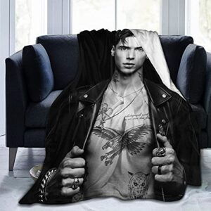 huiyingke andy biersack soft and warm throw blanket printed ultra-soft micro fleece blanket 80inchx60inch black