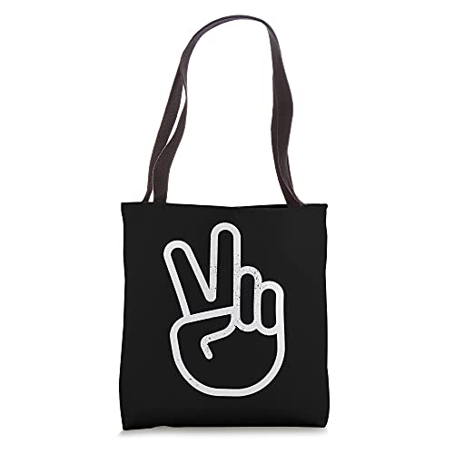 Hand Peace Sign Vintage Distressed Hippie Boho Tote Bag