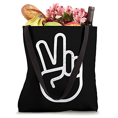 Hand Peace Sign Vintage Distressed Hippie Boho Tote Bag