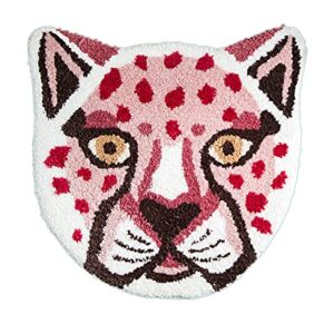 Wildlife Lion Tiger Head Design Small Rug for Bathroom,Bedroom,Home Decor Area Rug,Small Carpet,pet mat, (Pink Cheetah)