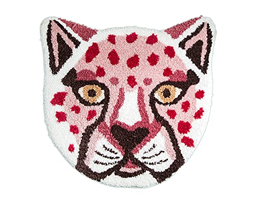 Wildlife Lion Tiger Head Design Small Rug for Bathroom,Bedroom,Home Decor Area Rug,Small Carpet,pet mat, (Pink Cheetah)