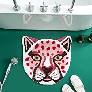 Wildlife Lion Tiger Head Design Small Rug for Bathroom,Bedroom,Home Decor Area Rug,Small Carpet,pet mat, (Pink Cheetah)