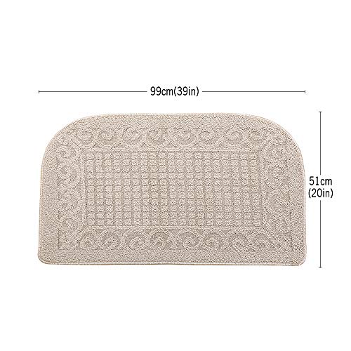 39x20inch Anti Fatigue Kitchen Rug Mats are Made of 100% Polypropylene Half Round Rug Cushion Specialized in Anti Slippery and Machine Washable,Beige