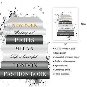 Glam Gray Fashion Wall Decor Girls Room Decor Wall Art Silver Perfume Book High Heels Posters Prints Bedroom Decor for Women (11x14in Unframed)