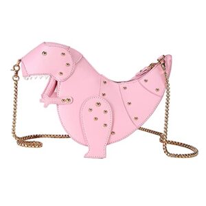 fozehlad women dinosaur shaped shoulder handbag pu leather rivet purses stegosaurus cross body purse bag for girl