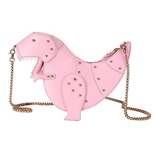 Fozehlad Women Dinosaur Shaped Shoulder Handbag PU Leather Rivet Purses Stegosaurus Cross Body Purse Bag for Girl