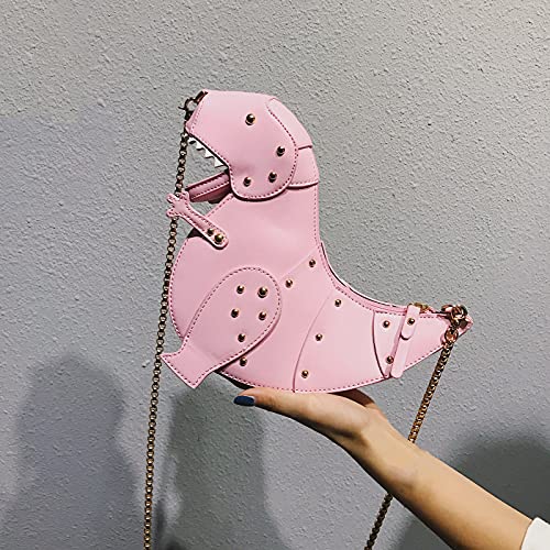 Fozehlad Women Dinosaur Shaped Shoulder Handbag PU Leather Rivet Purses Stegosaurus Cross Body Purse Bag for Girl