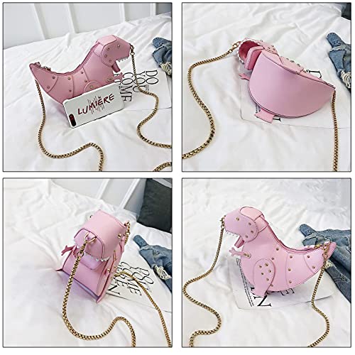 Fozehlad Women Dinosaur Shaped Shoulder Handbag PU Leather Rivet Purses Stegosaurus Cross Body Purse Bag for Girl