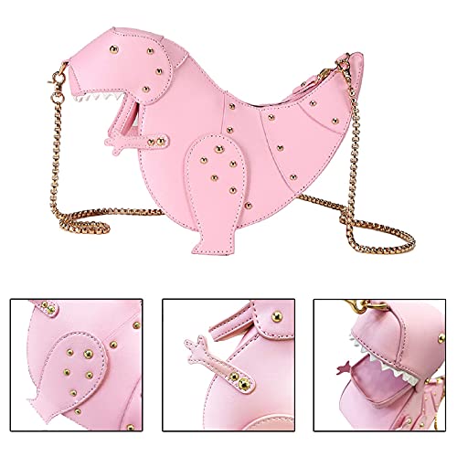 Fozehlad Women Dinosaur Shaped Shoulder Handbag PU Leather Rivet Purses Stegosaurus Cross Body Purse Bag for Girl