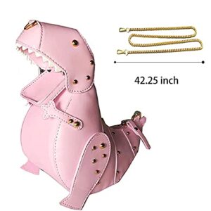 Fozehlad Women Dinosaur Shaped Shoulder Handbag PU Leather Rivet Purses Stegosaurus Cross Body Purse Bag for Girl