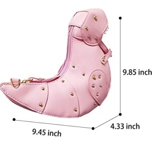 Fozehlad Women Dinosaur Shaped Shoulder Handbag PU Leather Rivet Purses Stegosaurus Cross Body Purse Bag for Girl