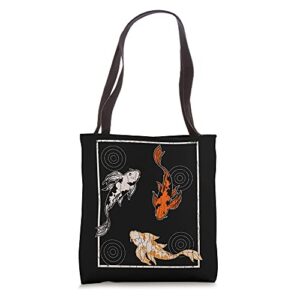 three japanese koi carp fish fun cool fishing lover graphic tote bag