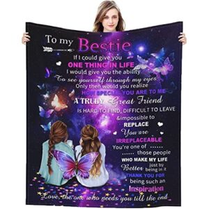 to my bestie gift blanket super soft fleece throw blankets for women, girls, bff, sisters, friendship, friend gifts for birthday christmas microfiber cozy throws for home bed sofa 60″x 50″