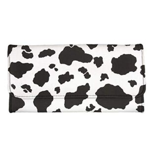 binienty cow print custom blocking wallets for women girls, trifold leather purses, luxury clutch wallet