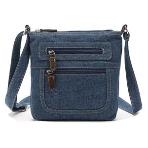 dayfine fashion shoulder handbag satchels ladies cross-body sling classical messenger tote solid color multi-zip multi-pocket small square denim bag