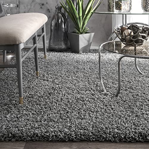 nuLOOM Marleen Contemporary Shag Area Rug, 6' Square, Grey