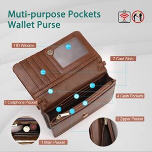 APHISON Multi-Function Small Crossbody Bags For Women,Cell Phone Shoulder Bag,Clutch Purse,RFID Wristlet Wallet,Card Holder Coffee